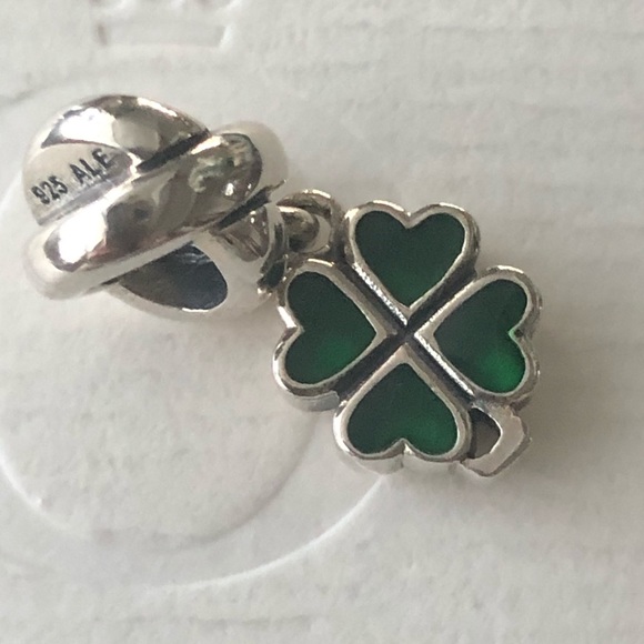 Pandora | Jewelry | Pandora Green Fourleaf Clover Dangle Charm | Poshmark